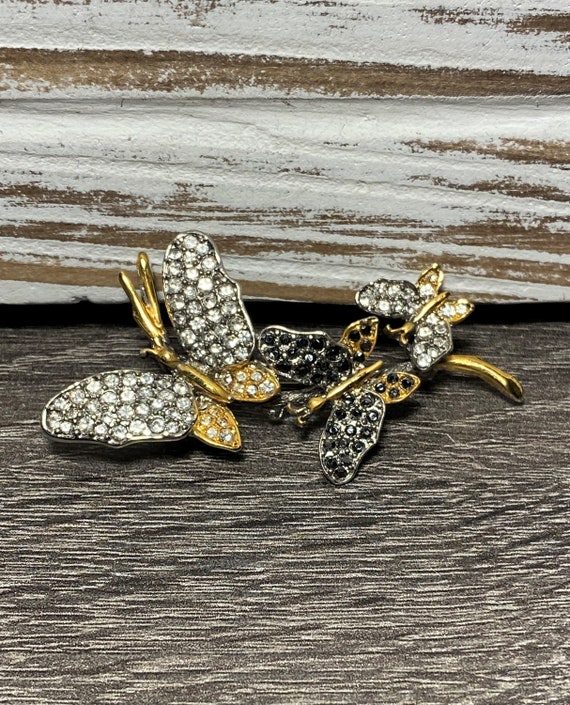 Vintage Three Butterflies/ Butterfly Family Pin Brooc… - Gem