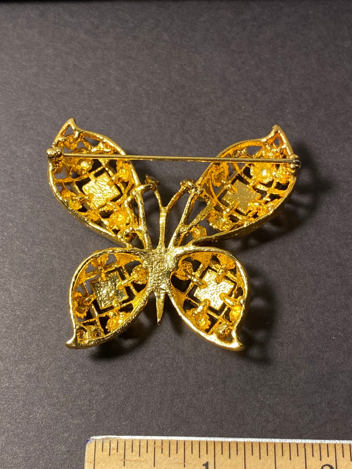 Vintage Gold Tone Large Jeweled Butterfly Brooch/ Pin With - Etsy