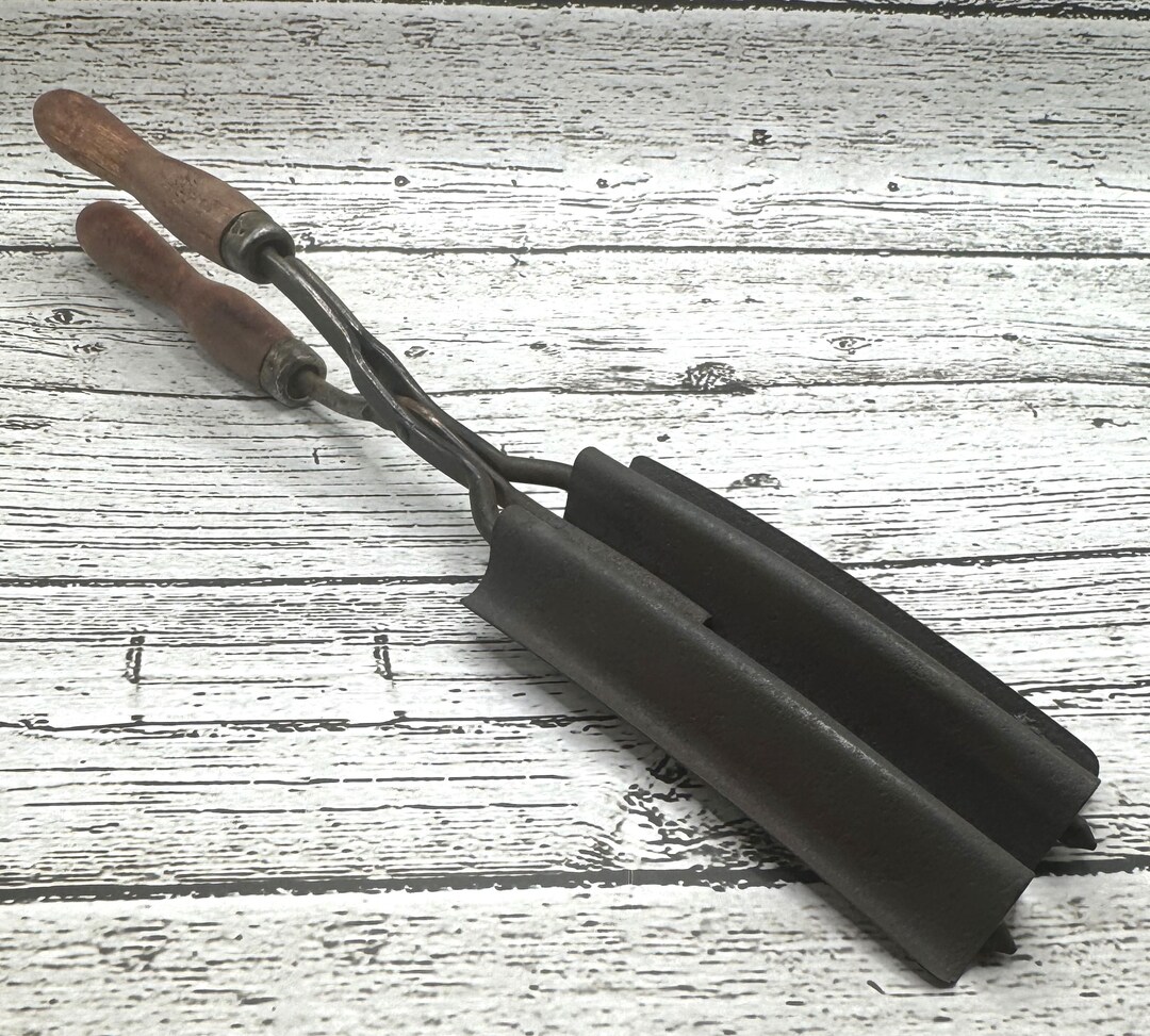 Antique Primitive Hair Crimper Metal With Wooden Handles Curling Iron ...