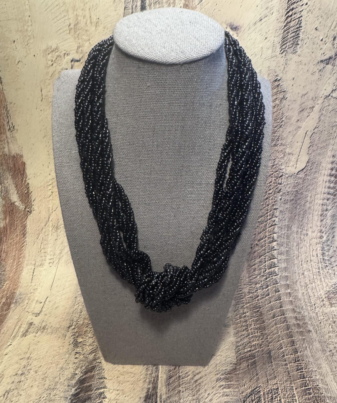 Vintage Black Seed Beaded Choker Knot Necklace 16" Plus 3" Extension - Etsy