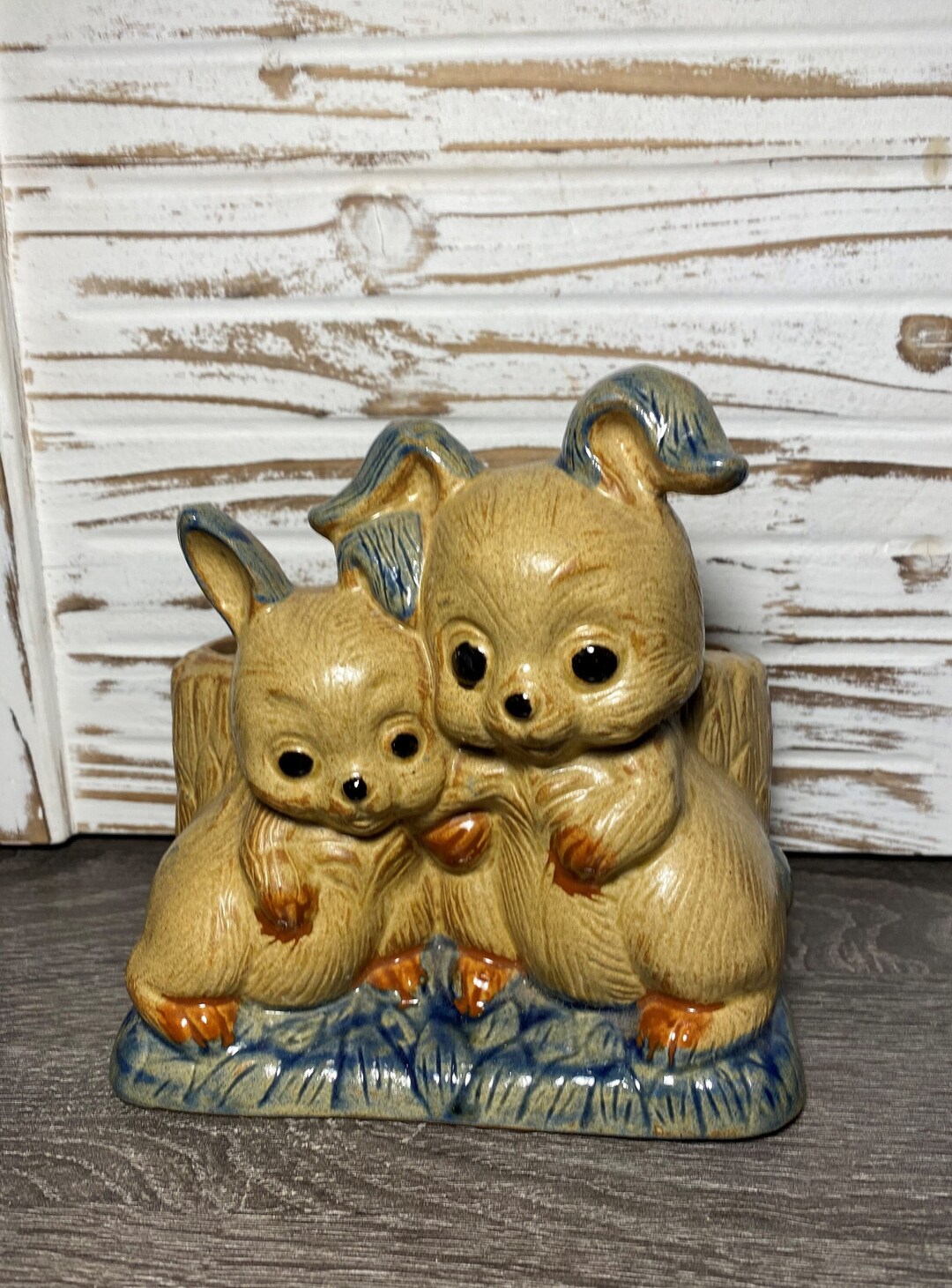 Vintage Mid Century Anthropomorphic Pair of Bunny Rabbits Ceramic ...