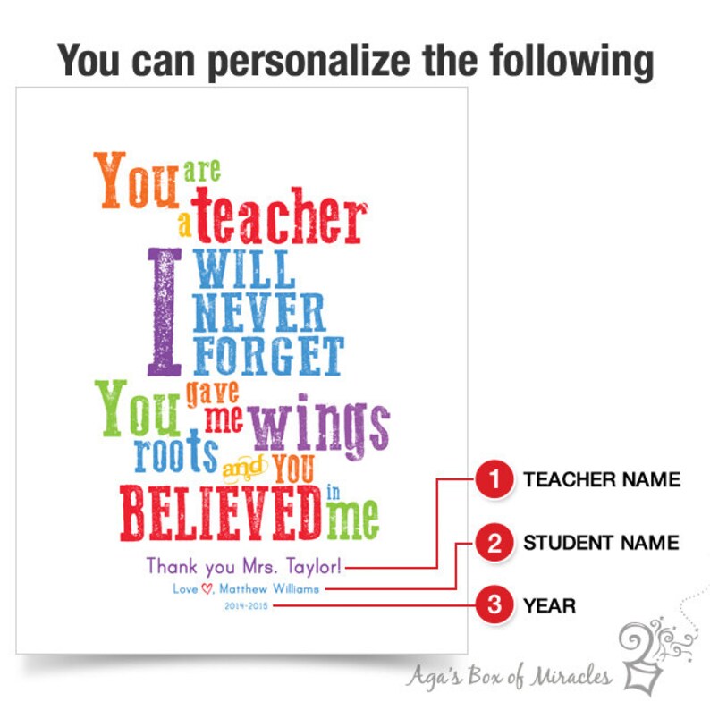 PERSONALIZED TEACHER APPRECIATION Printable / End of Year - Etsy Australia