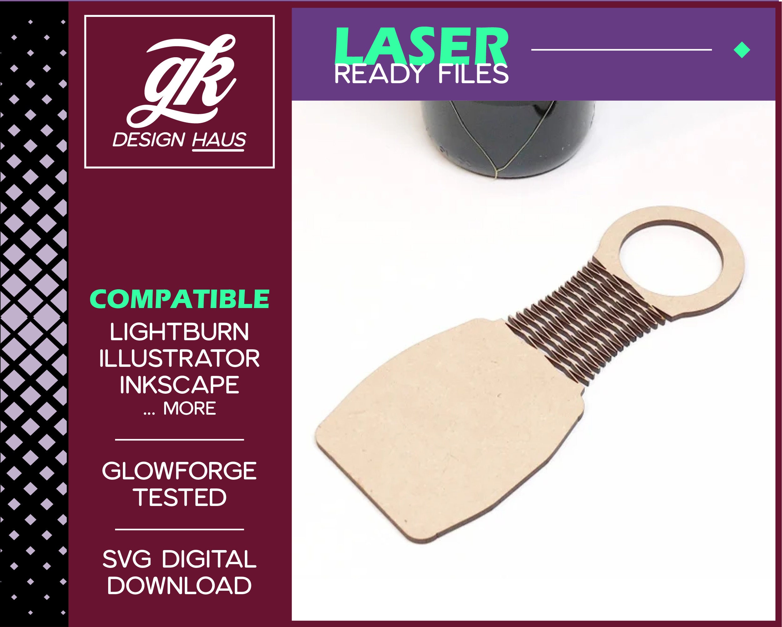 Wine / Bottle Gift Tag With Diamond Design Living Hinge for - Etsy