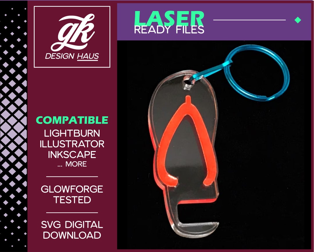 Laser Cut SVG File for Keychain | Keychain Phone Stand With Flip Flop ...