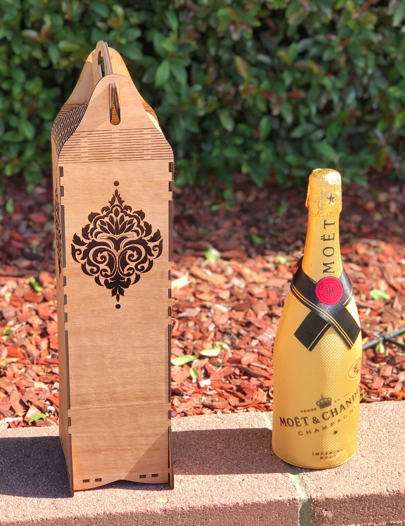 Champagne / Wine Bottle Gift Box With Damask Design for - Etsy