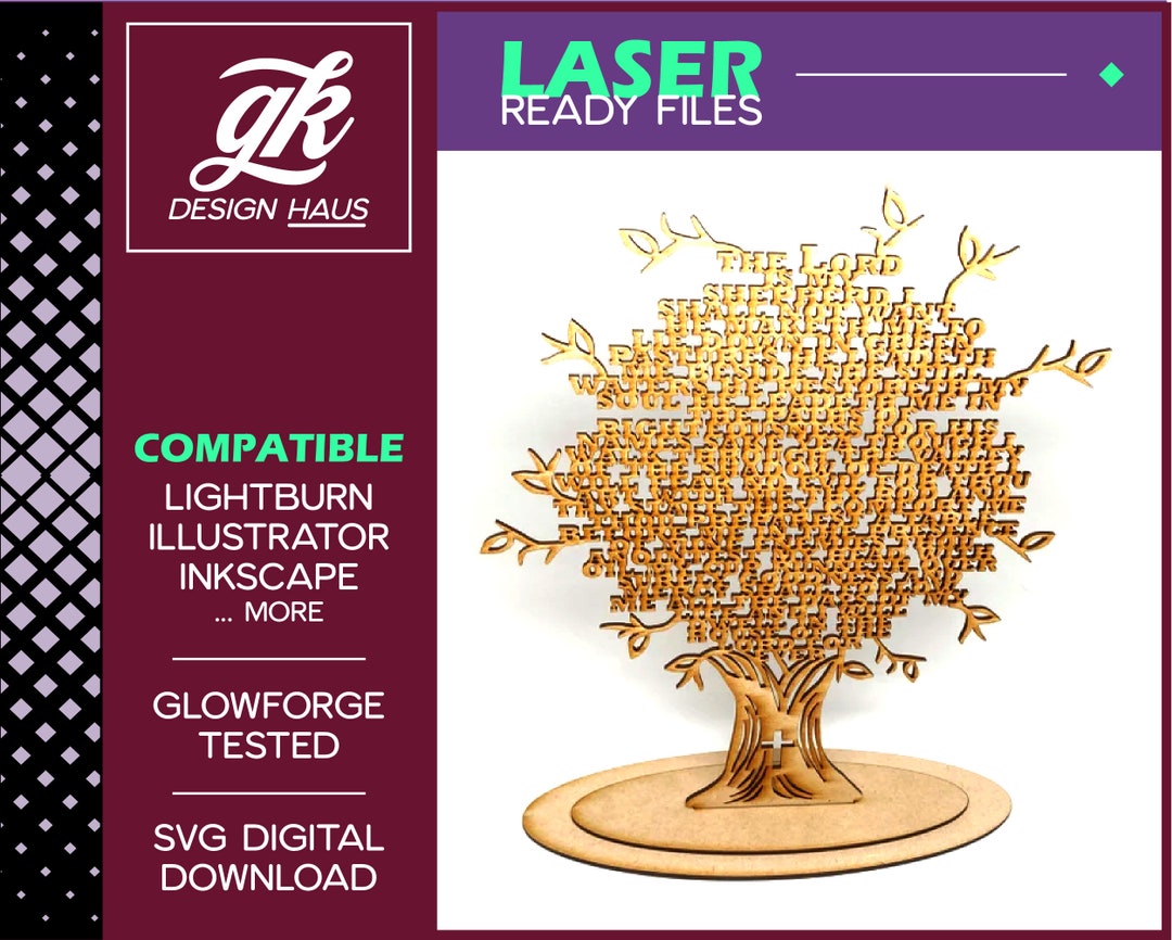 Psalm 23 Tree Display - 1/8" (.12") Material - Digital Download SVG ...
