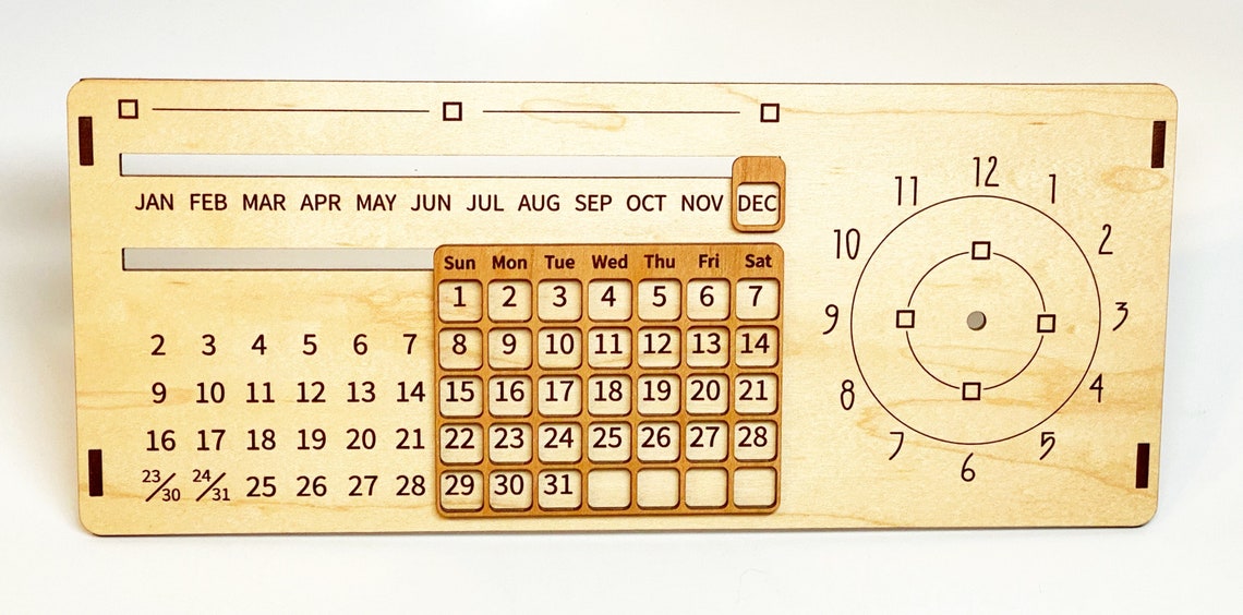 Laser Cut SVG File for Calendar | Perpetual Calendar Design Wide Format ...