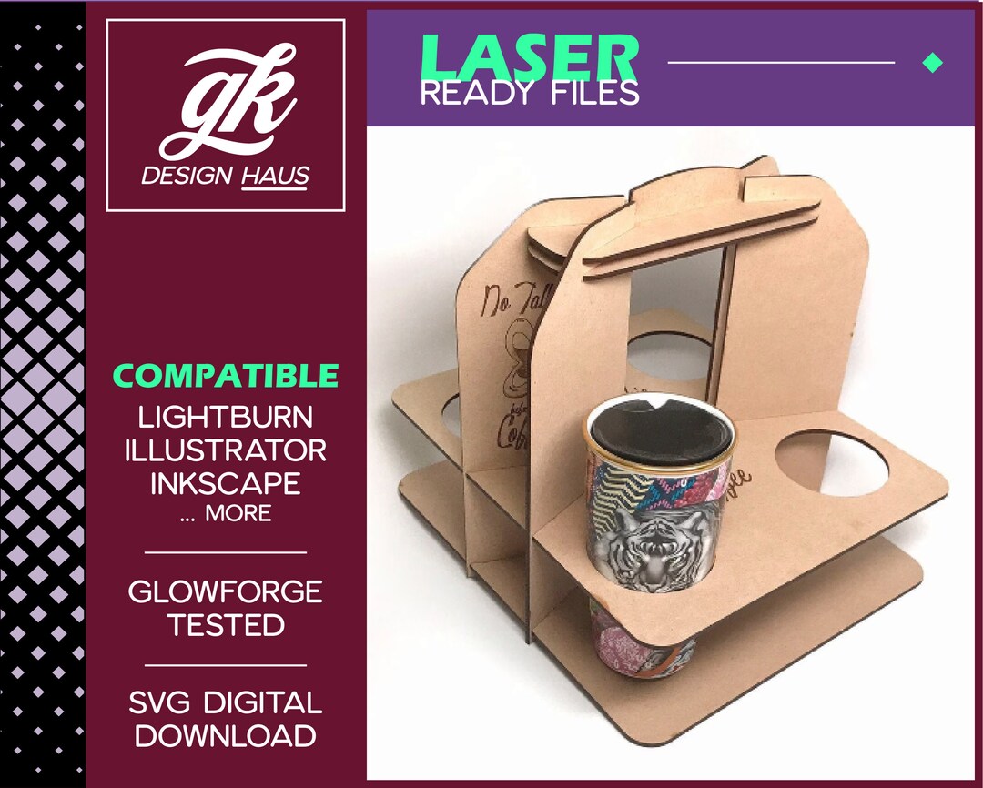 Coffee/beverage Carrier/caddy 4 Cup for 1/8" (.12") Material - Digital ...