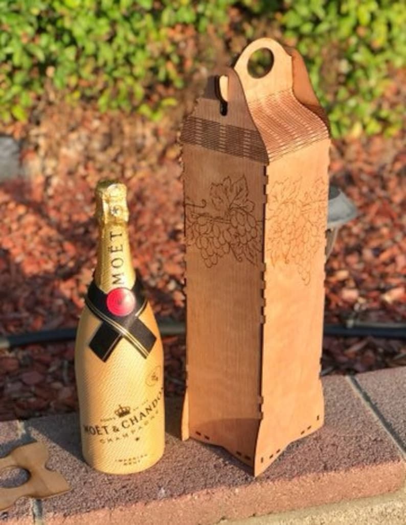 Champagne / Wine Bottle Gift Box With Grape Design for - Etsy
