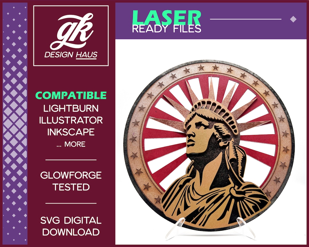 Lady Liberty Round Wall or Hanging Display - 4 Layers - Digital ...