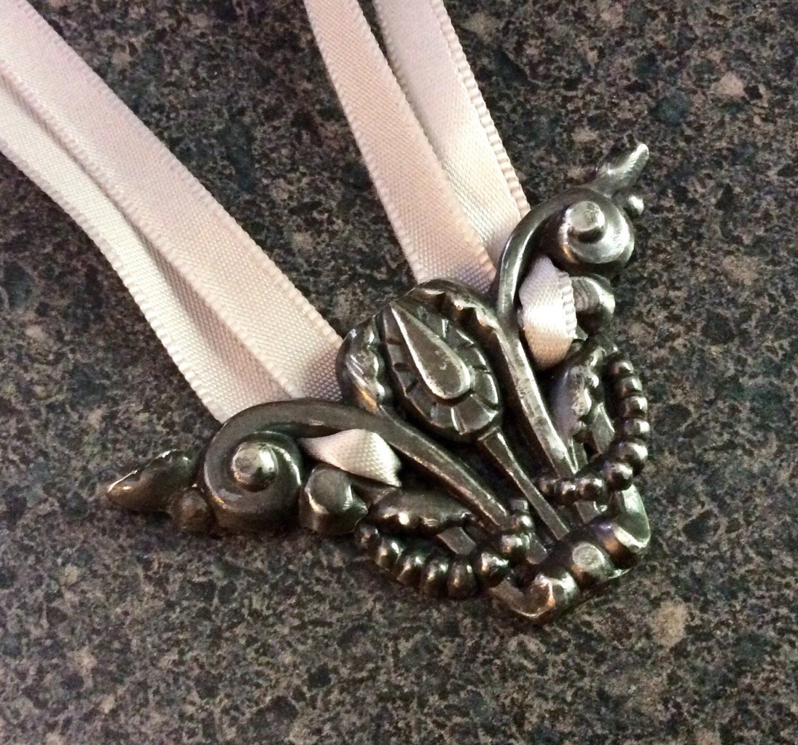 FIDDLEHEAD Pendant - Vintage Pewter Pendant, Pewter Pendant, Repurposed ...