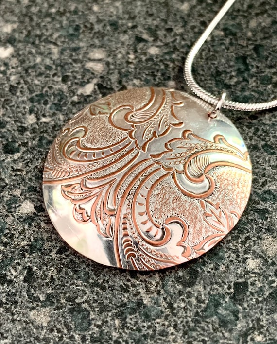 SYMMETRY Pendant Damask Jewelry Silver Copper Necklace | Etsy