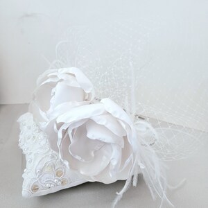 Birdcage Veil, Ivory Flower Birdcage Veil and Headband, Bridal ...