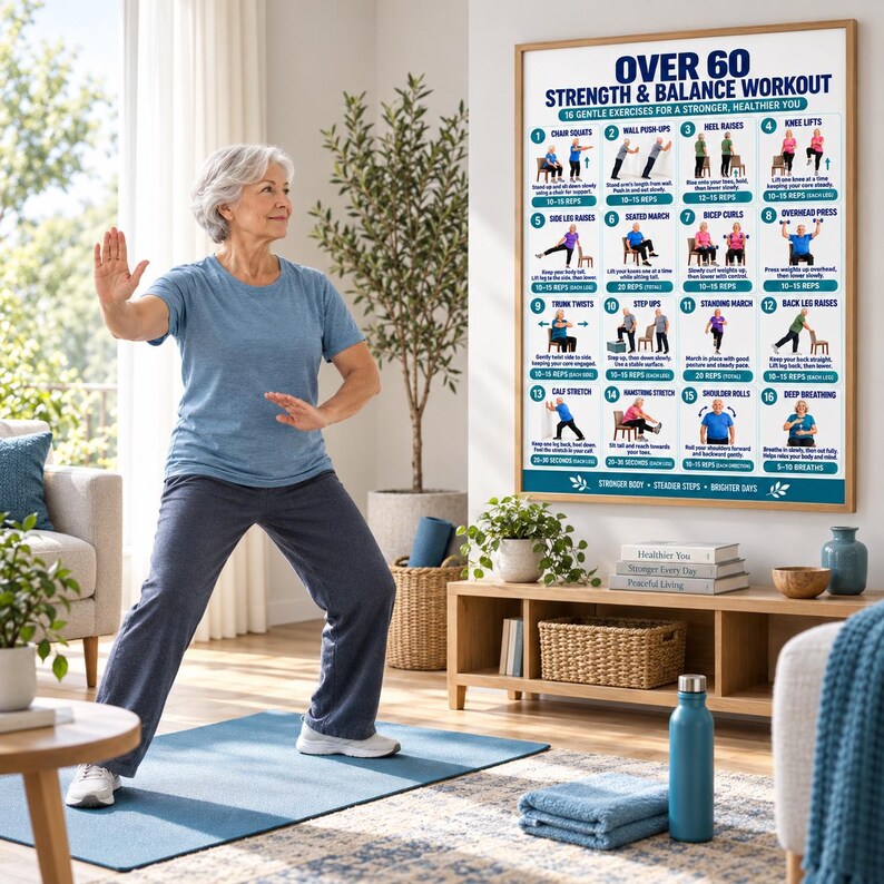 Over 60 Strength Workout Printable Senior Strength Exercises Chart ...