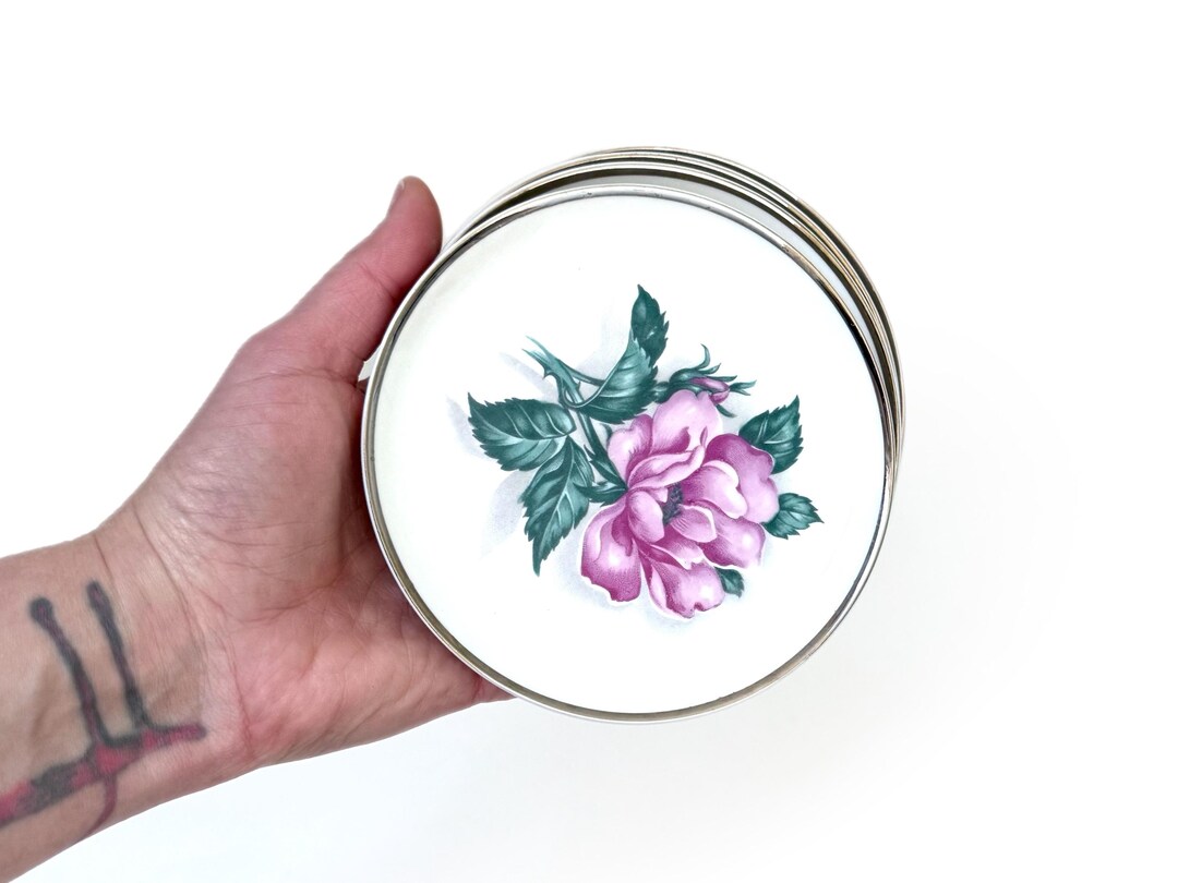 Vintage // Vogue, Fine China, Silver Lace Pink Flower Trinket Tray ...