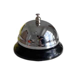 Vintage // Black & Silver Metal Bellhop Bell, Service Bell, Reception ...