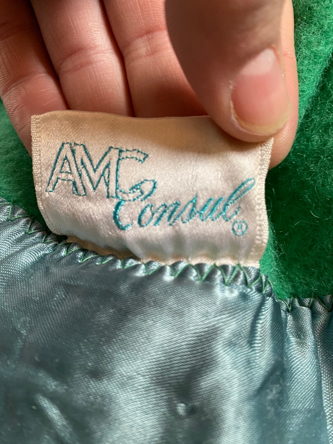 Vintage // AMC Consul Brand Dark Teal Green 100% Wool & Dusty | Etsy