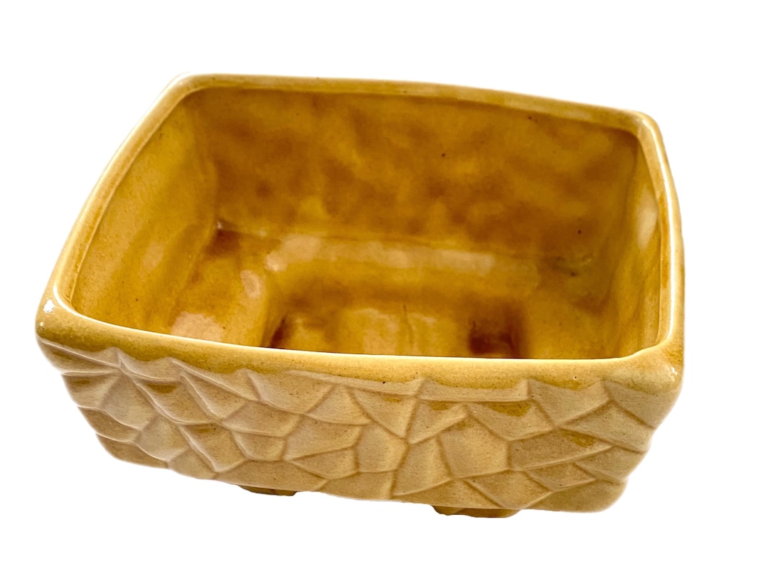 Vintage Glazed Ceramic Square Planter, Golden Wheat, MCM Decor - Etsy