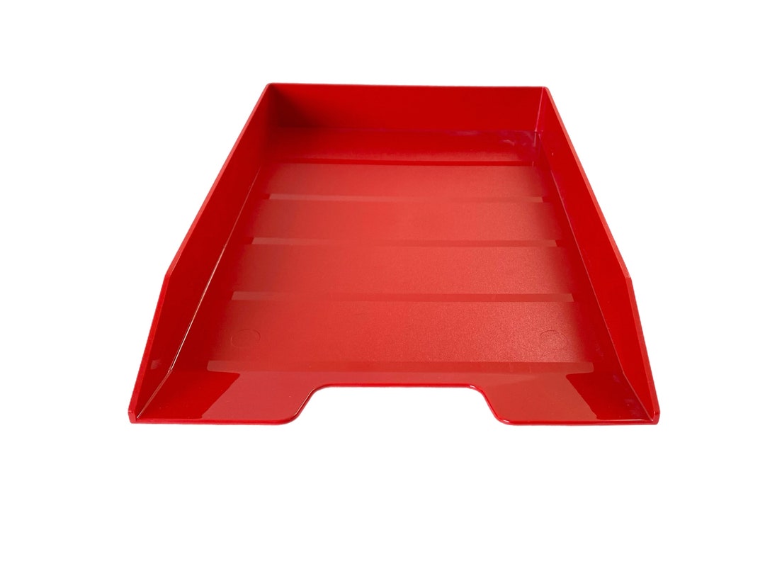 Vintage // Red Plastic Paper Tray, Flat File Sorter Organizer, Letter ...