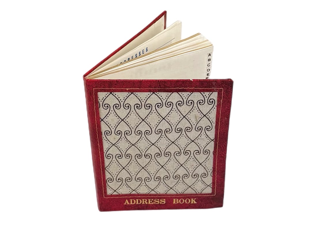 Vintage // Red Address Book W/ Alphabet Tabs, Gold Edges, Faux Leather ...