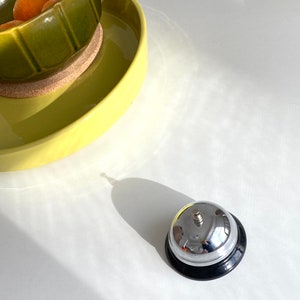 Vintage // Black & Silver Metal Bellhop Bell, Service Bell, Reception ...