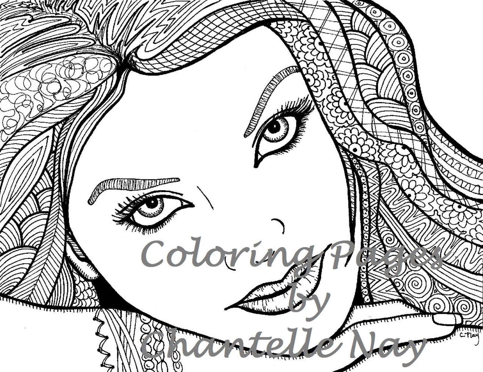 Beautiful Girl, Coloring Page, Woman, Face, Adult Coloring Picture ...
