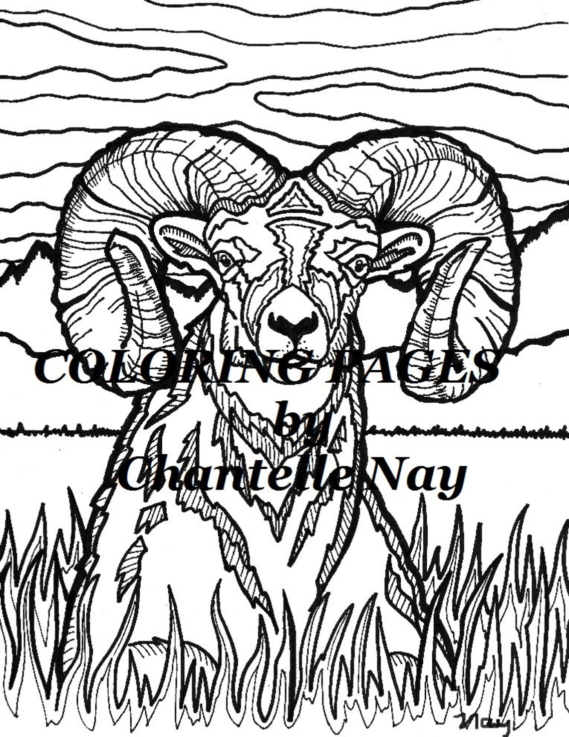 Bighorn Sheep, Coloring Page, Adult Coloring Picture, Animals, Wildlife ...