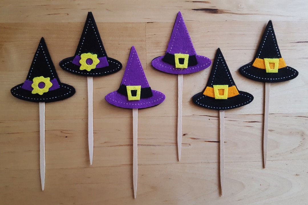 12 Pcs Halloween Witch Hat Toothpicks, Finger Food, Fruit Picks ...