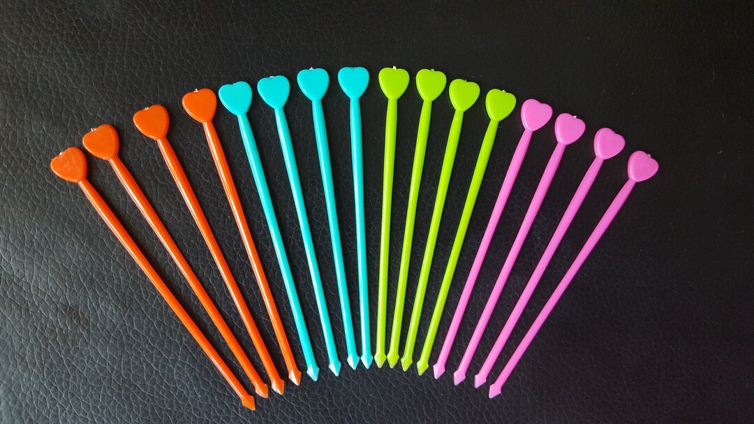 Colorful Heart OR Fork Food Picks: Cupcake Toppers, Fruit Skewers ...