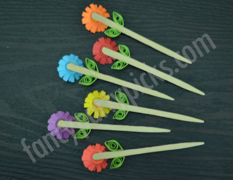 6 Pcs Flower Party Picks, Fruit Picks, Party Toothpicks, Cupcake Topper ...