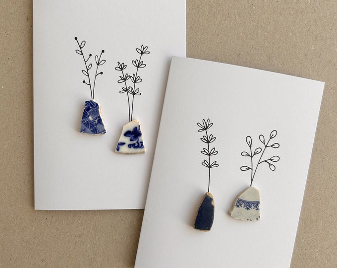 Pack of Two Greeting Cards With Beach Pottery - Etsy