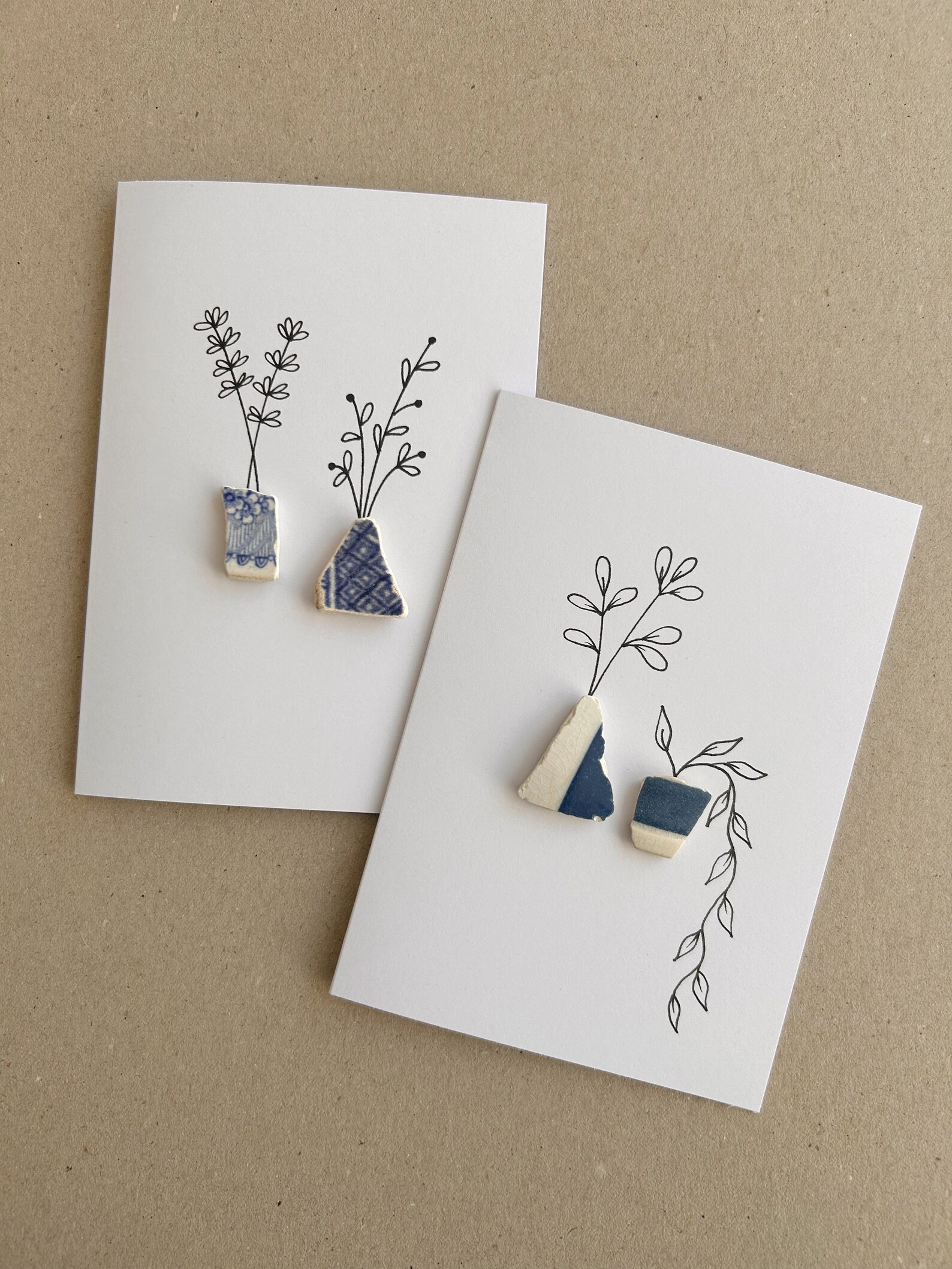 Pack of Two Greeting Cards With Beach Pottery - Etsy