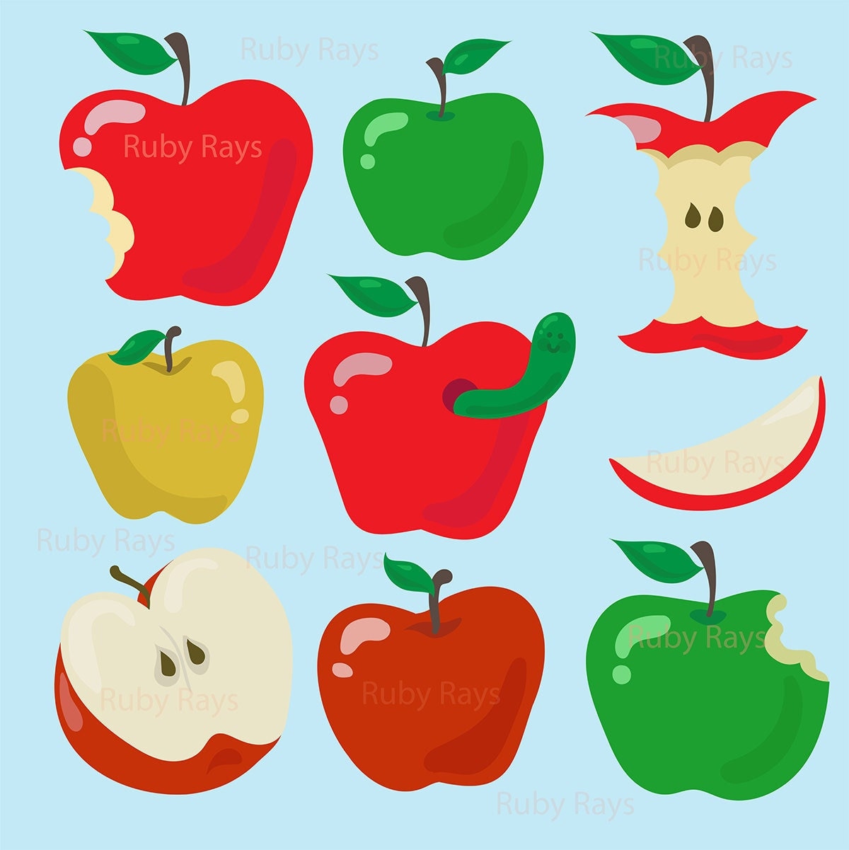 Variety of Apples, Vector Illustration, Digital Download .eps File - Etsy