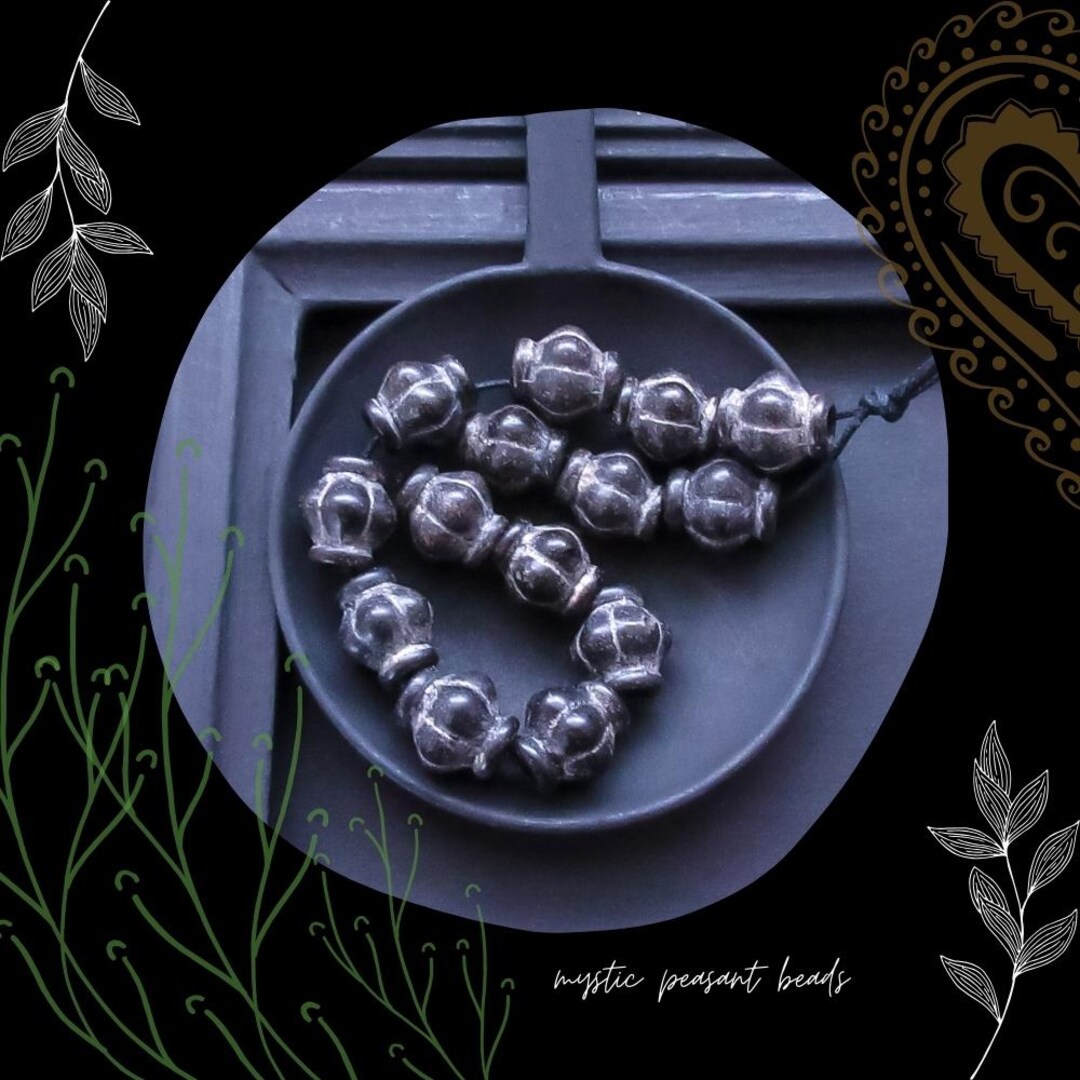 Acrylic Bead/fluted Puff Black Gray Rondelle/rustic Black Bead ...