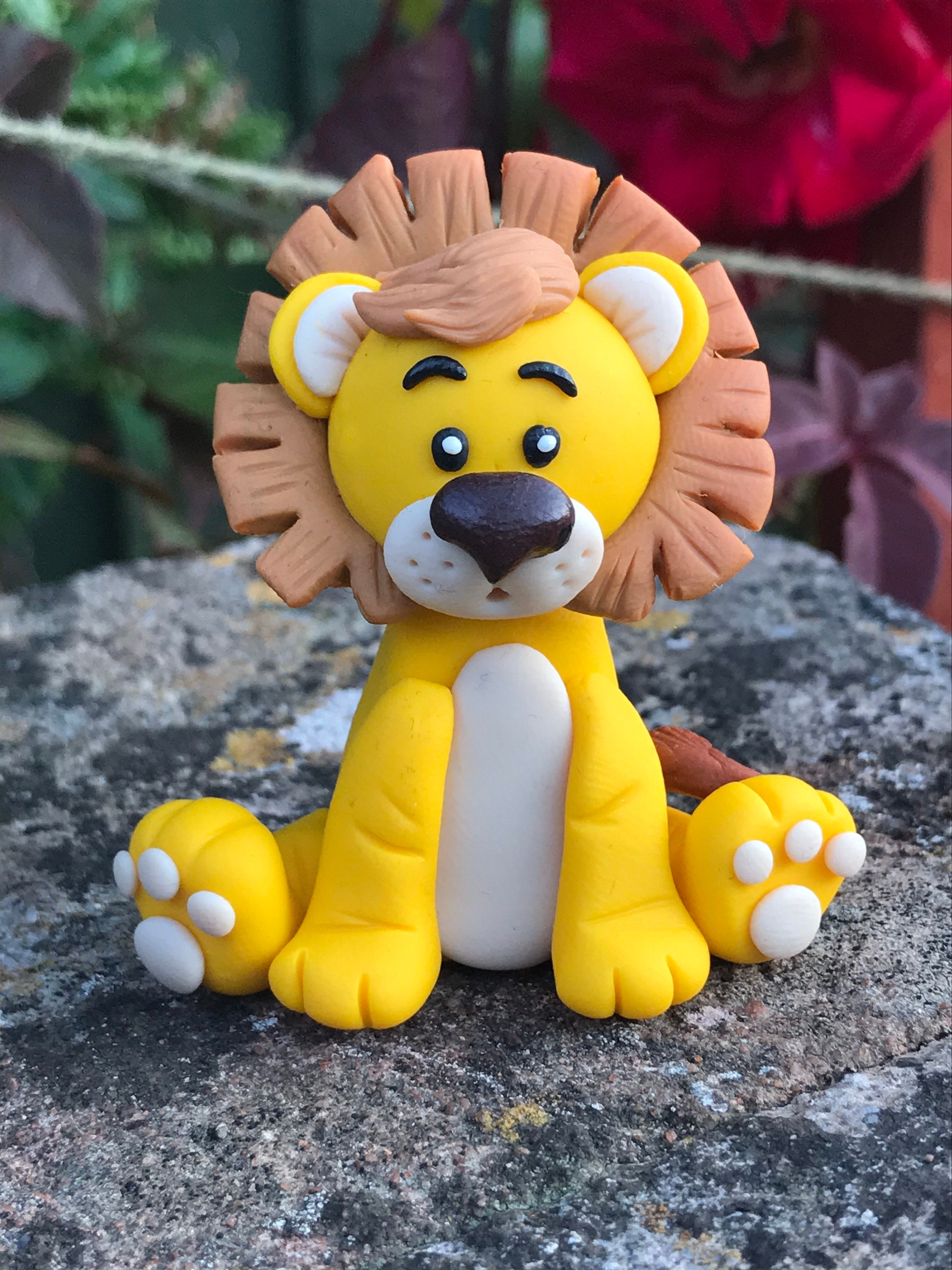 Cute Lovely Polymer Clay Baby Lion Cake Topper- for Baby Shower or Kids ...