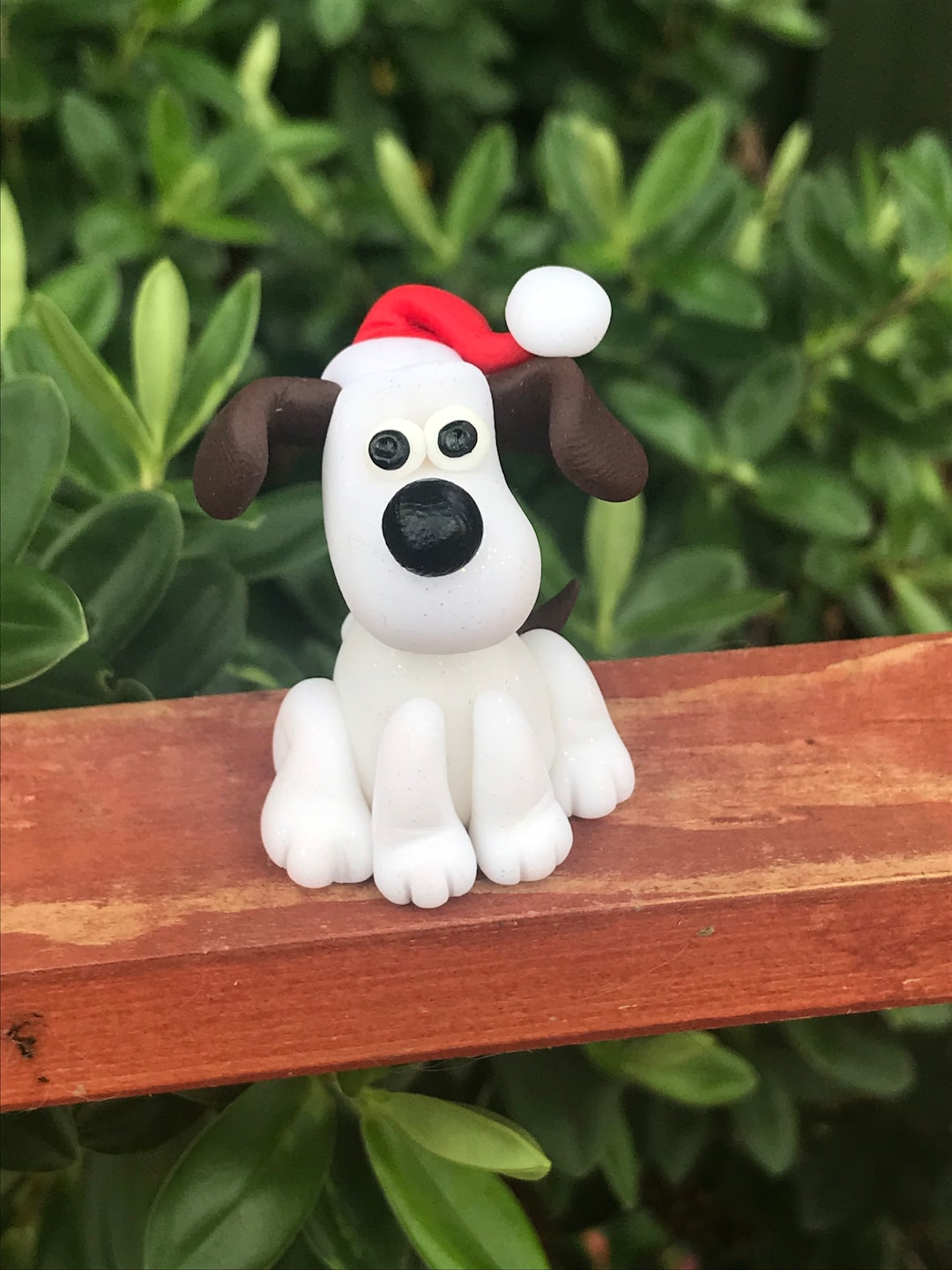 OOAK Christmas Gromit Inspired Polymer Clay Figurine, Glitter White ...