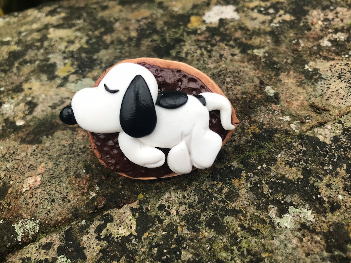 Polymer Clay Snoopy is a Walnut Shell, Polymer Clay Snoopy by Handmade ...