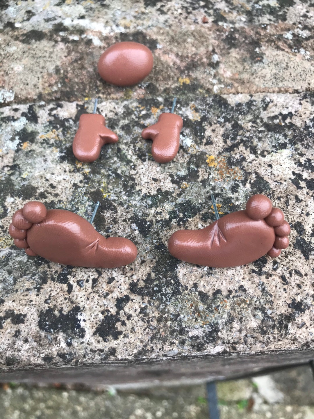 Fimo Polymer Clay Brown Gnome/ Gonk Feet, Hands and Nose Props for ...