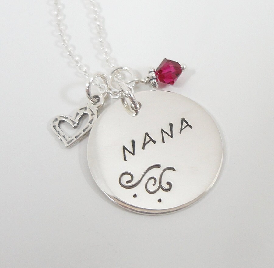 Nana Necklace With Birthstone Sterling Silver Personalized Etsy