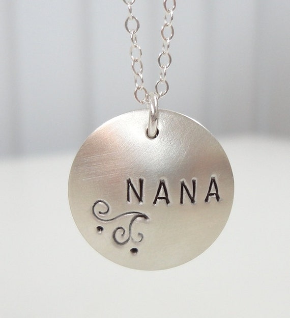 Hand Stamped Locket Style Nana Necklace With Birthstones Etsy