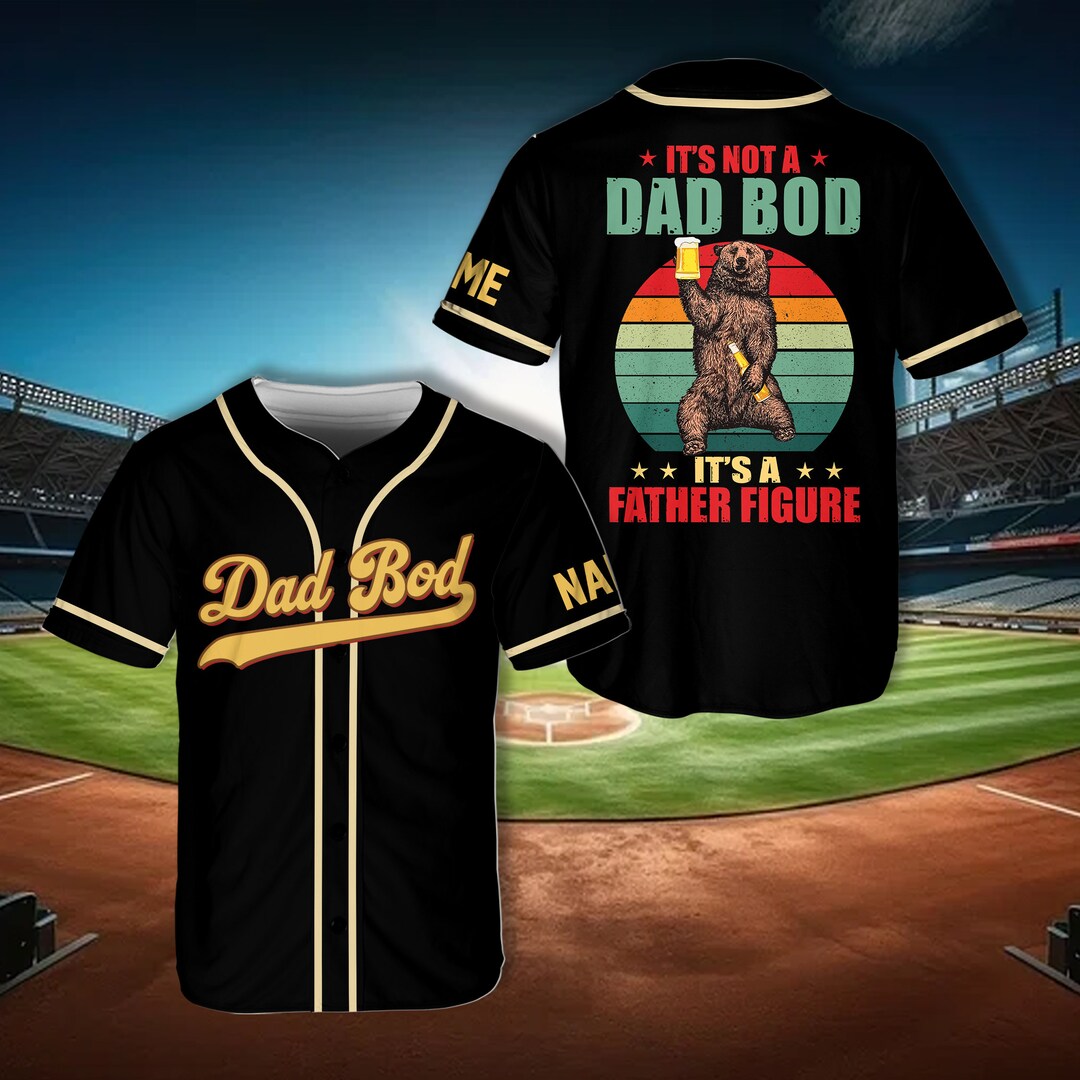 Personalized Dad Bod Baseball Jersey Custom Vintage Retro Sunset Dad Papa Matching Jersey Game ...