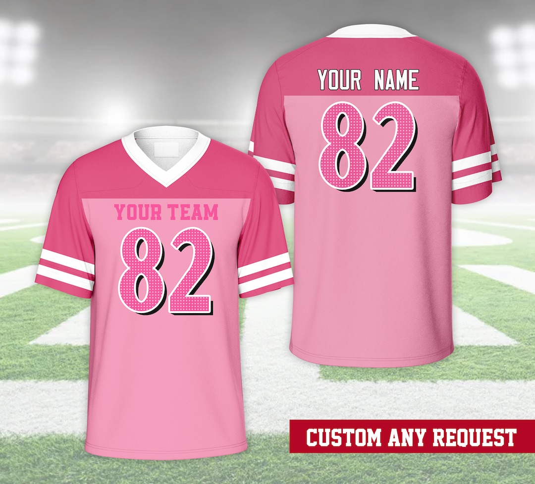 Custom Pink Color US Football Team Jersey Personalized American ...