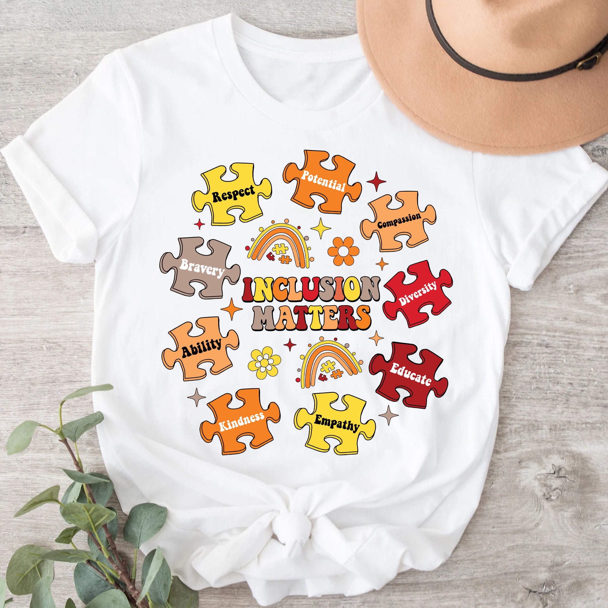 Inclusion Matters Shirt, Groovy Autism Mom Shirt,puzzle Rainbow Autism ...