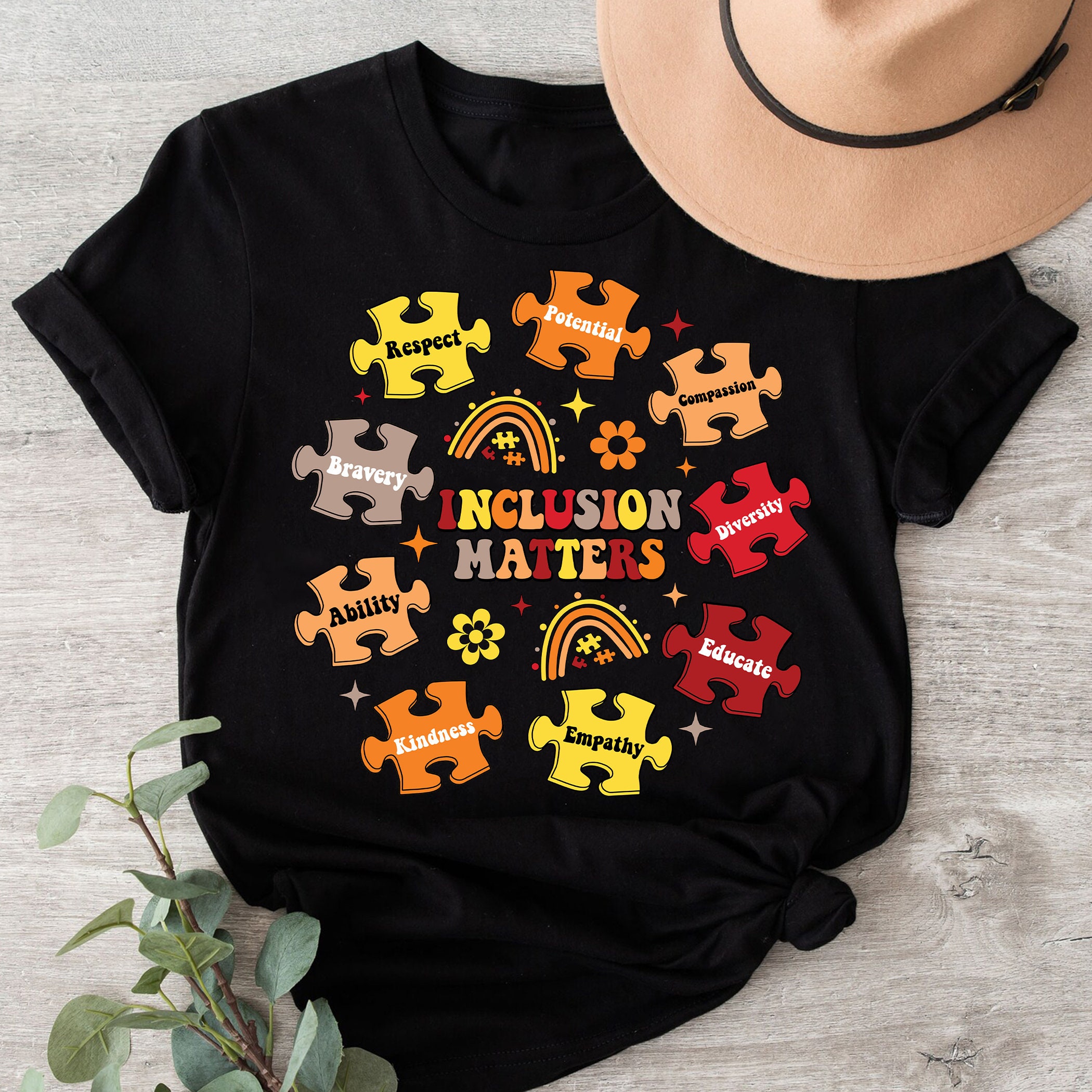Inclusion Matters Shirt, Groovy Autism Mom Shirt,puzzle Rainbow Autism ...