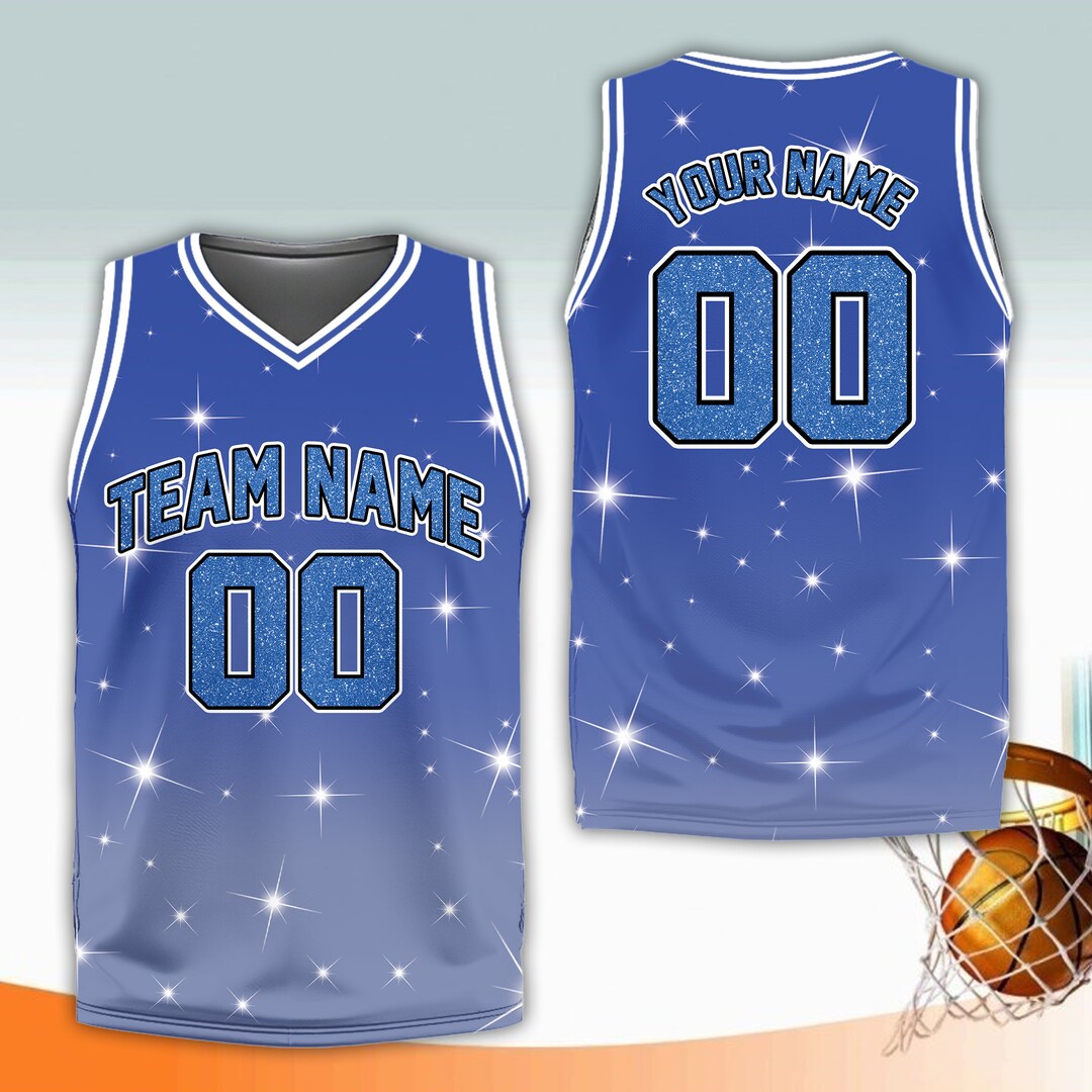 Custom Sparkling Glitter Gradient Basketball Jersey Personalized B-ball ...