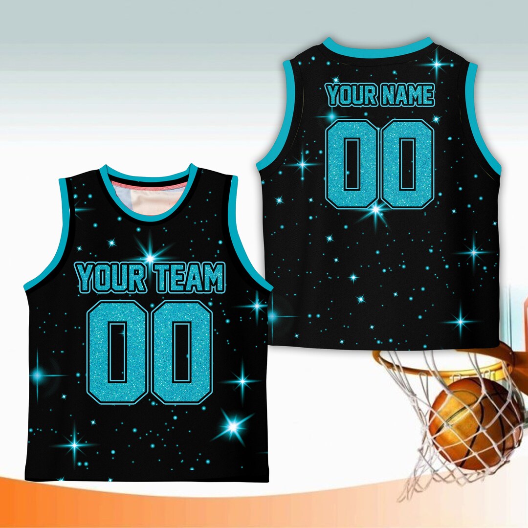 Custom Sparkling Glitter Gradient Basketball Jersey Personalized B-ball ...