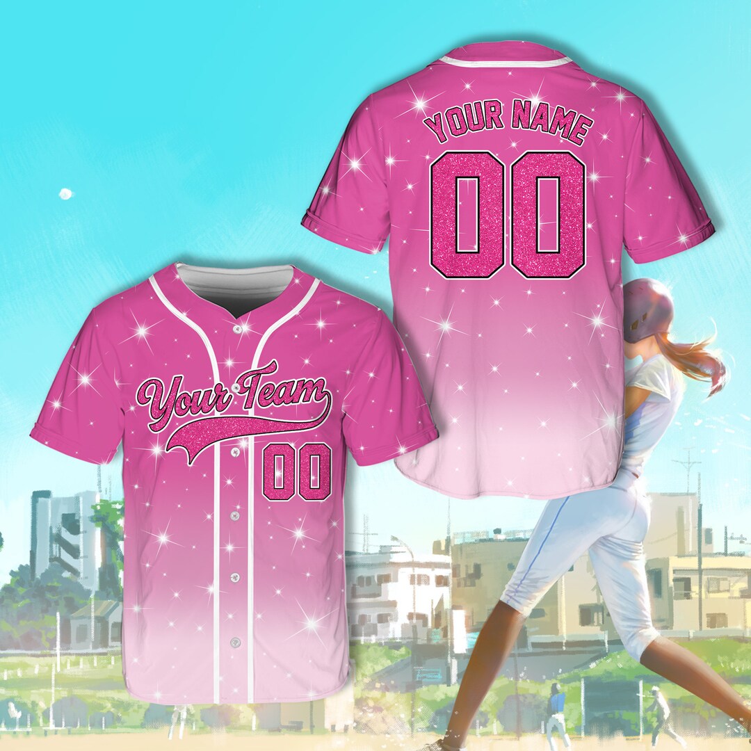Custom Sparkling Gradient Color Baseball Jersey Personalized Baseball ...