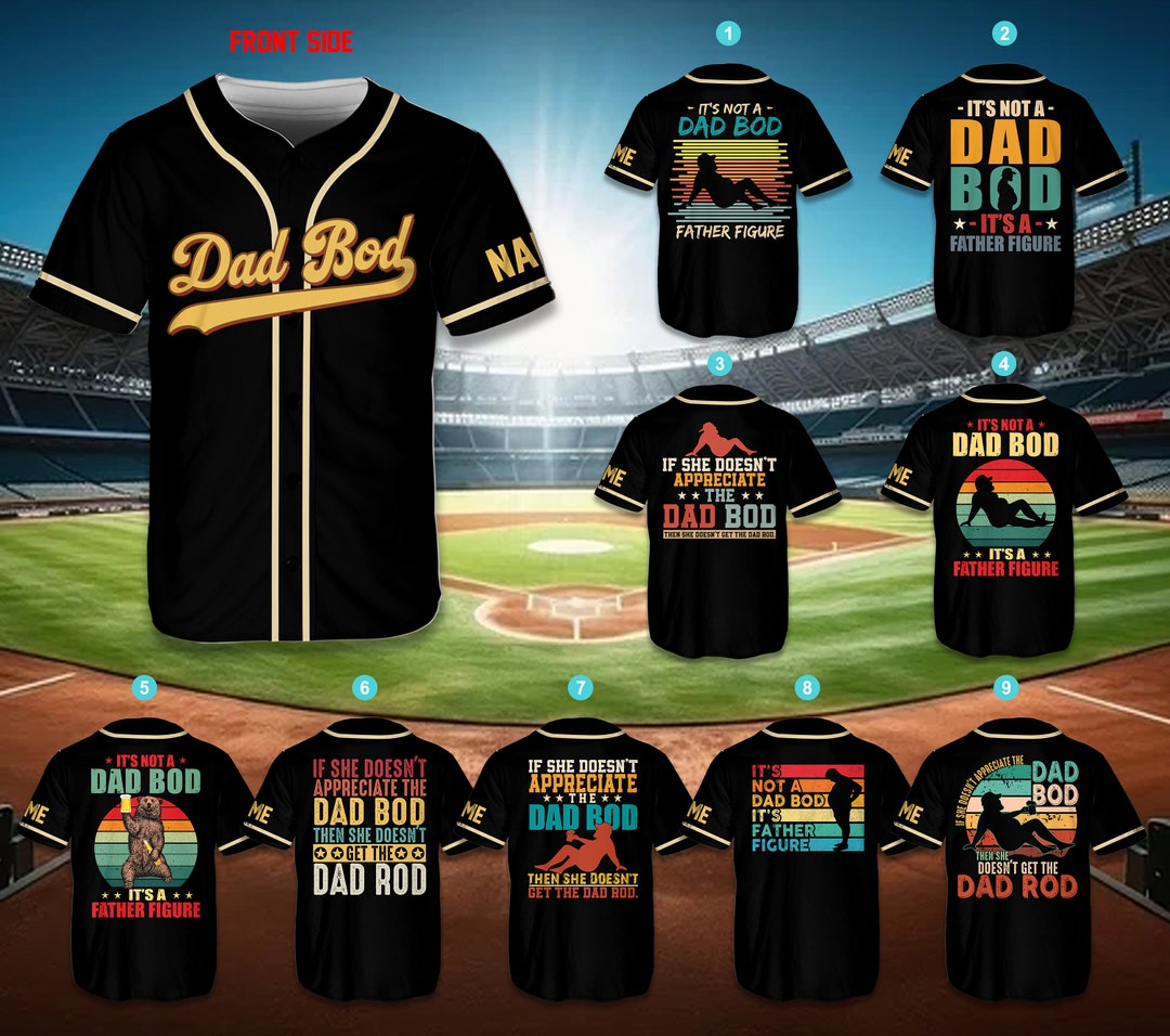 Personalized Dad Bod Baseball Jersey Custom Vintage Retro Sunset Dad ...