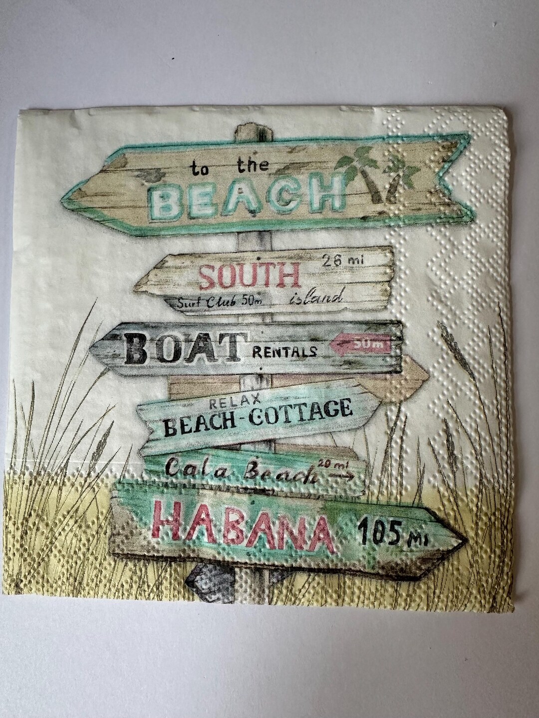 Set of Two Beverage Napkins 3-ply Beach Signs - Etsy