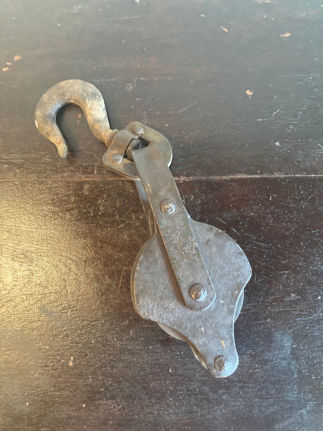 Vintage Block and Tackle Vintage Pulley Industrial Tool Wood and Metal ...